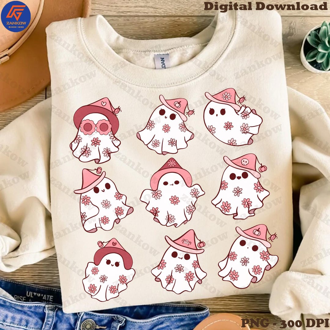 Retro Spooky Ghost Floral Png, Halloween Png, Cute Ghost Pumpkin Png ...