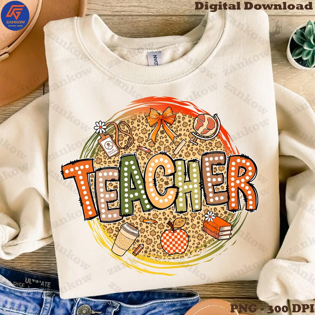 Retro Teacher Fall Png Sublimation Design, Dalmatian Dots Png,autumn ...