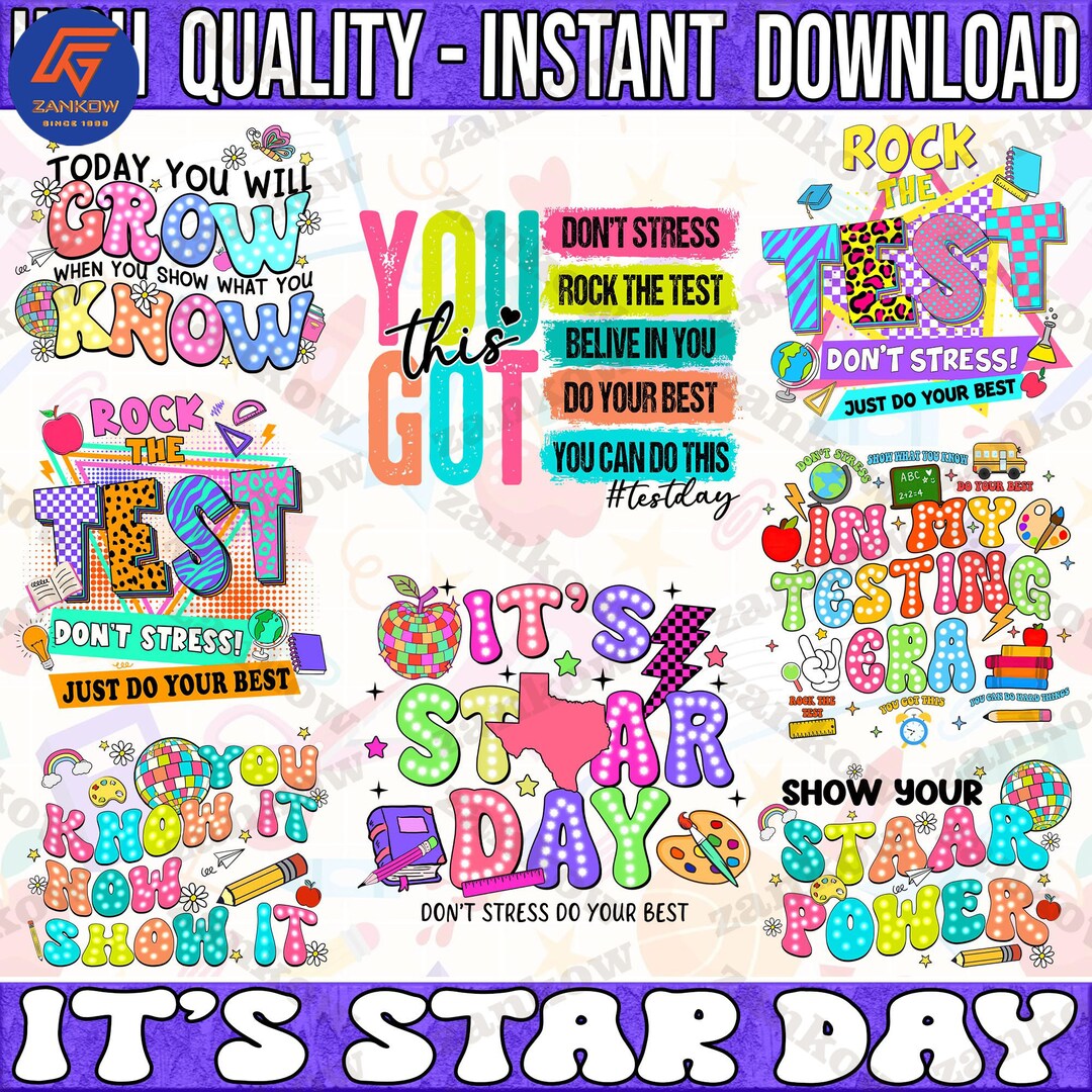 5 Test Day Png Bundle, Rock the Test Png, Staar Test Png, Test Squad ...