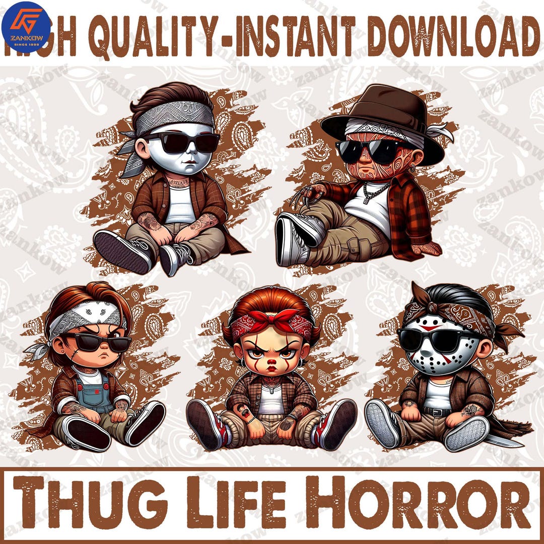 Cholo Horror Killers Png, Chicano Halloween Movie Killer Png Bundle ...