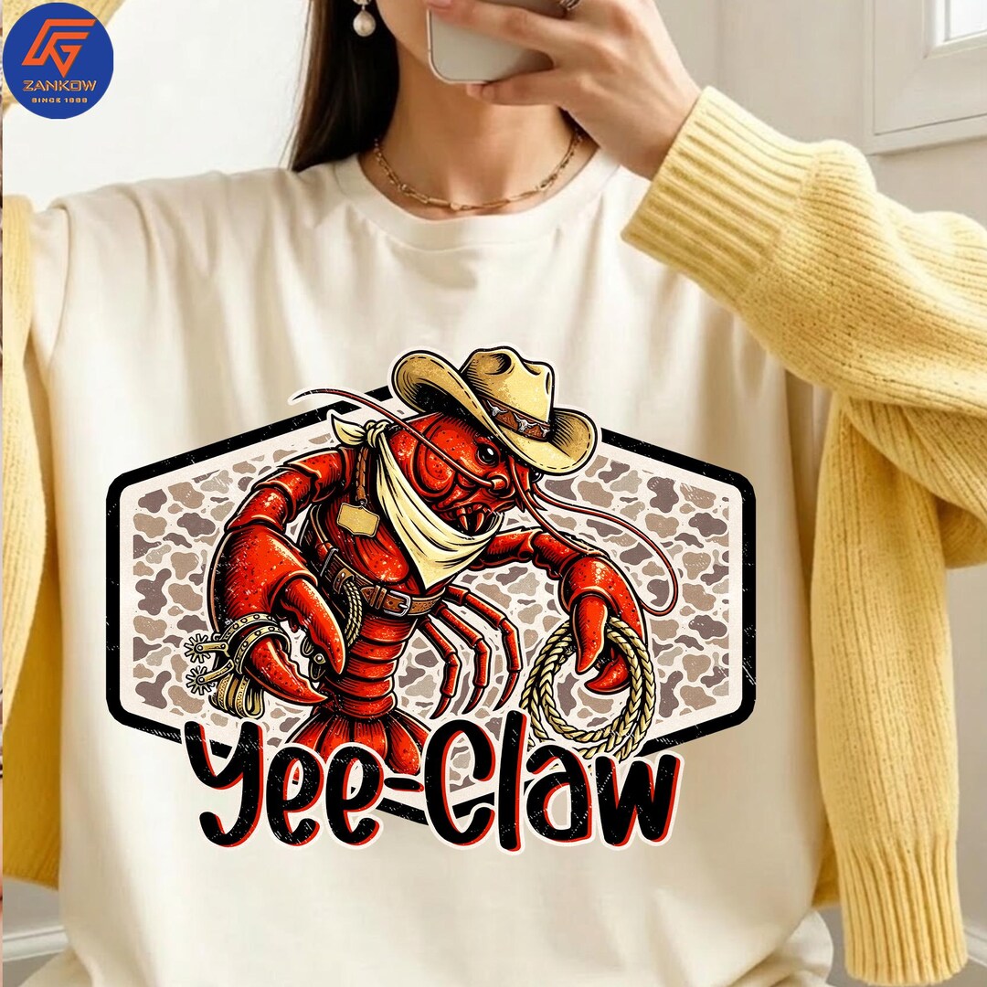 Western Crawfish Clipart, Yee Claw Lobster PNG, Cowboy Hat Crawfish PNG ...
