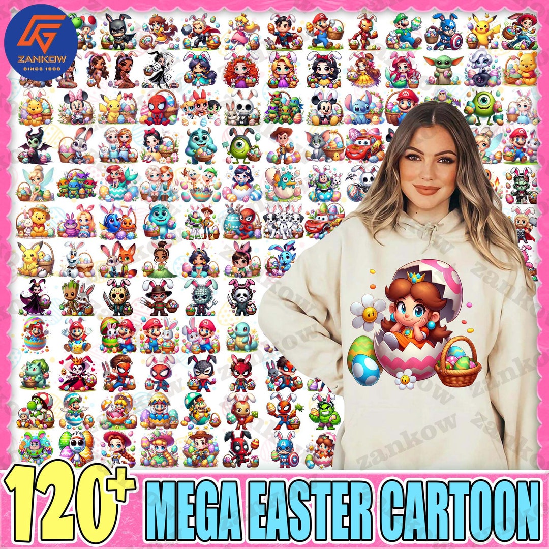 120 MEGA Cartoon Easter Character Png Bundle, Whole Characters Easter ...