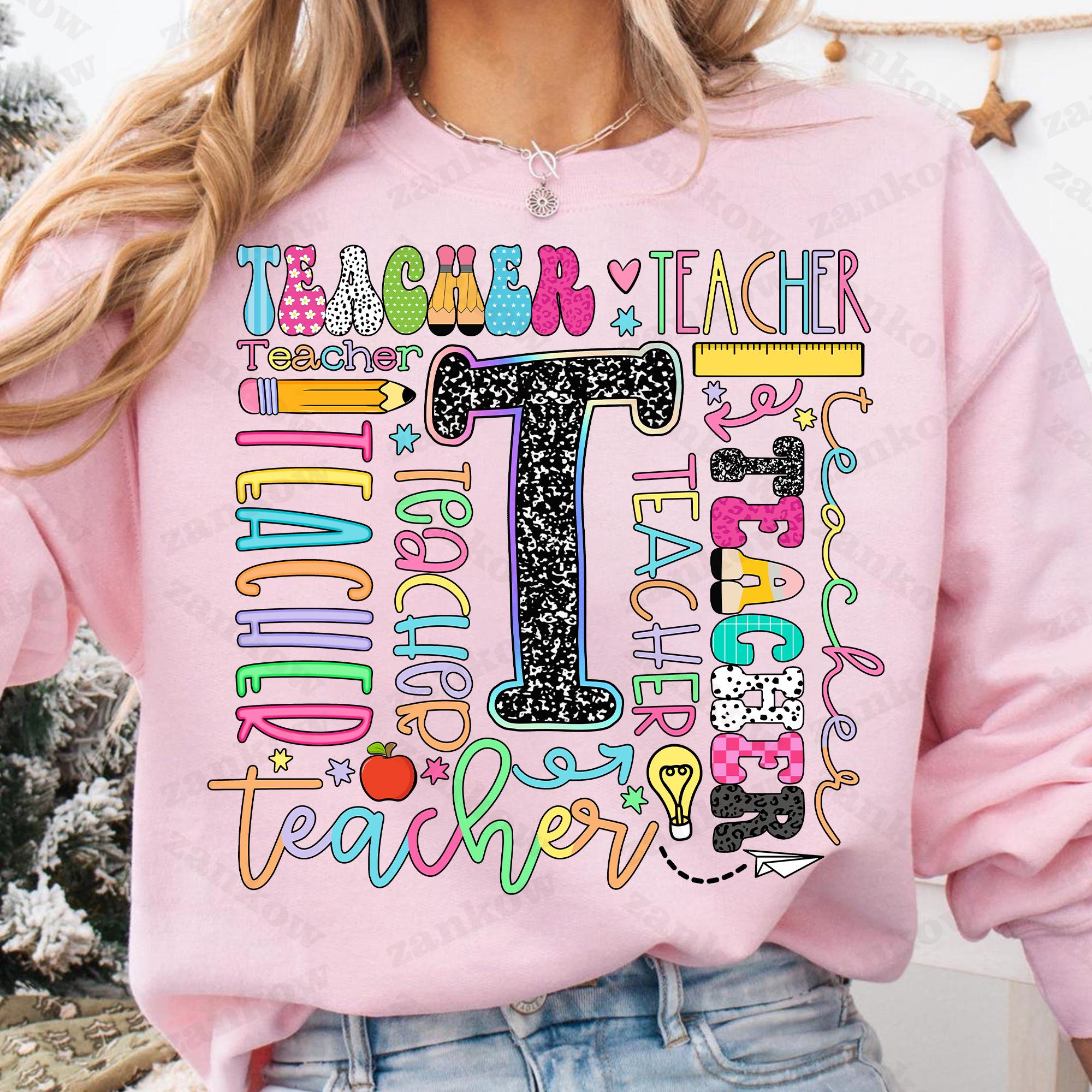First Day School Png Sublimation, Teacher Bright Png, Teacher Retro Png ...
