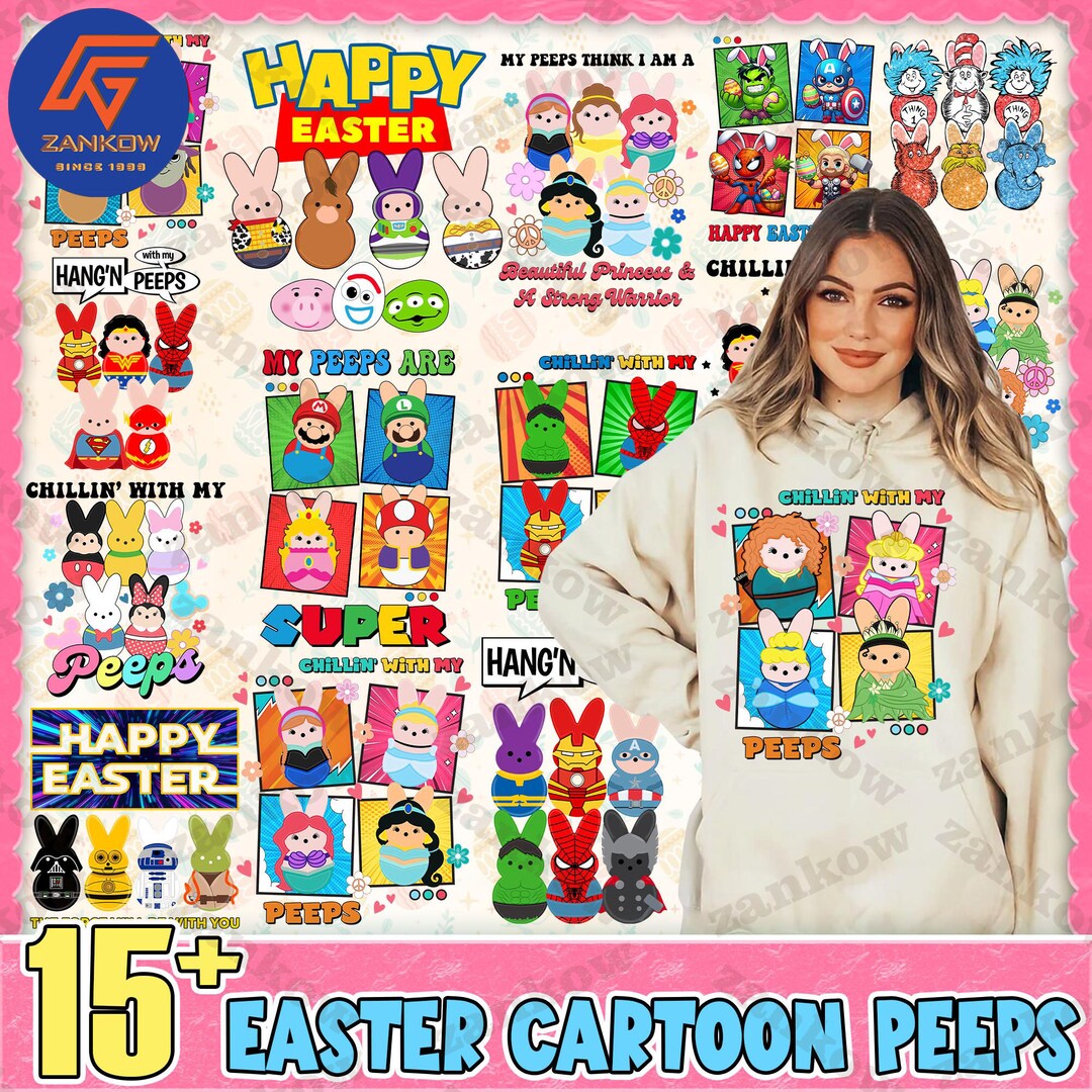 15 Chilling With My Peeps Bundle Png, Easter Cartoon PNG, Cute Easter ...