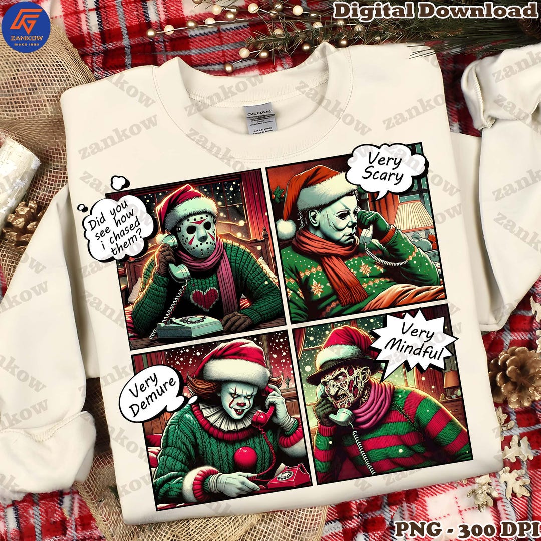 Very Demure Very Mindful Very Scary Png, Merry Creepmas Png, Killers ...