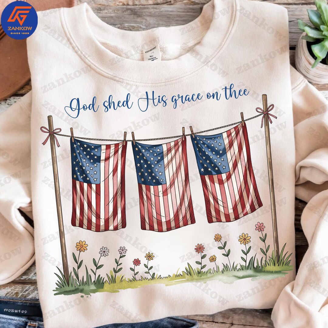 Retro God Shed His Grace on Thee Png, 4th of July Christian Png, Faith ...