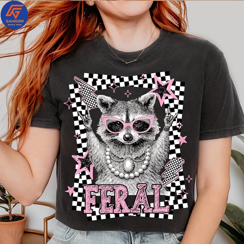 Checkered Feral Raccoon PNG, Funny Animal Shirt Design, Summer Vibes ...