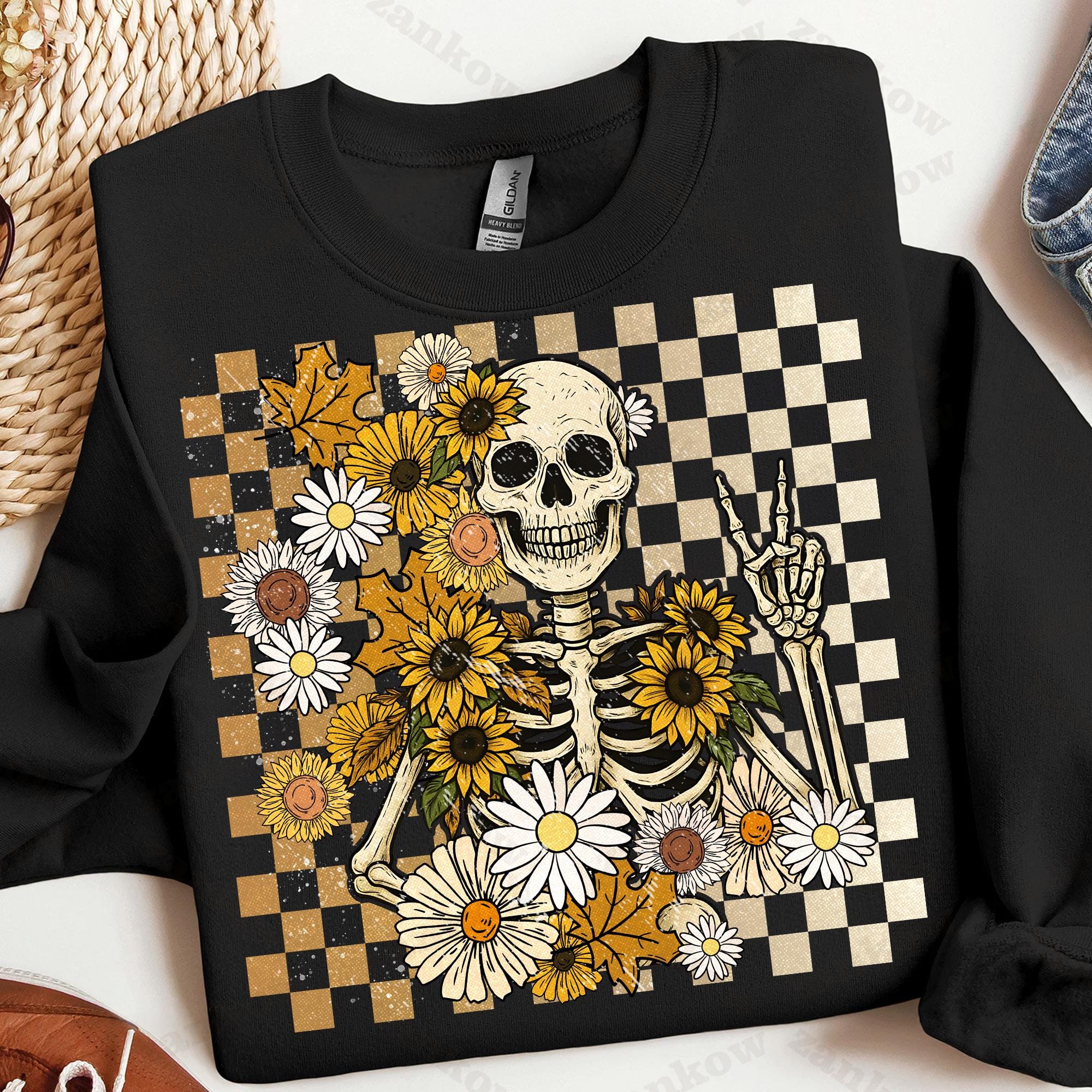 Retro Fall Skeleton Png, Creepy Skeleton Skull PNG, Autumn Skull ...