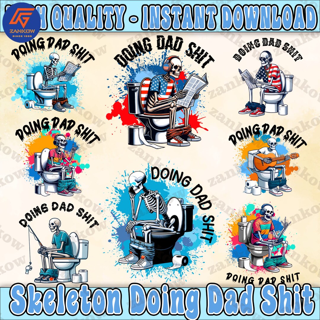 Funny Dad Skeleton Png Bundle, Narky Skeleton Sublimation Design, Quote ...