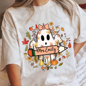 Custom Fall Teacher Pencil Png, Teacher Halloween Ghost Png, Back to ...