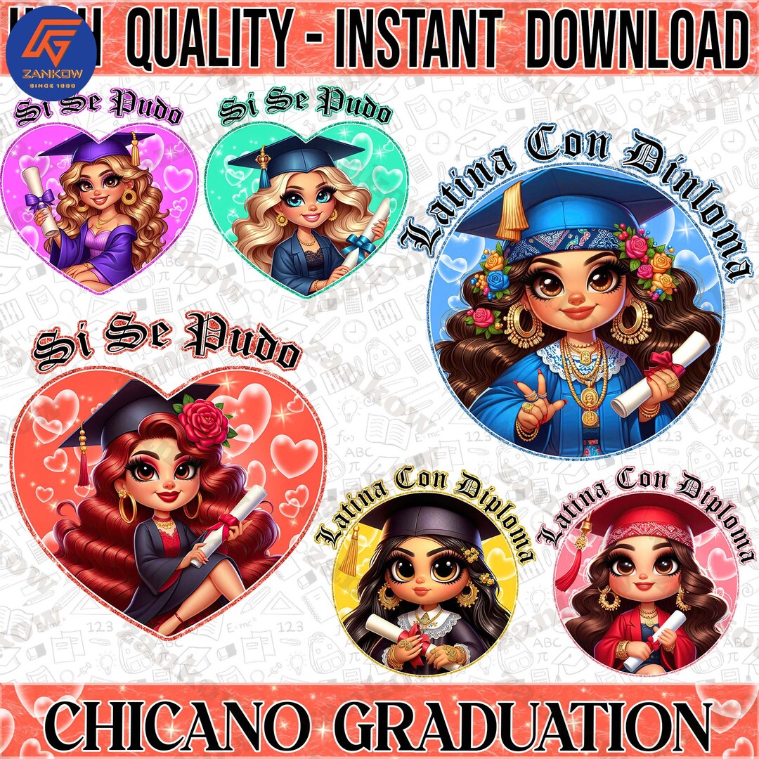 Para Mi Familia Chicano Png Bundle, Graduation Chibi Style Png ...