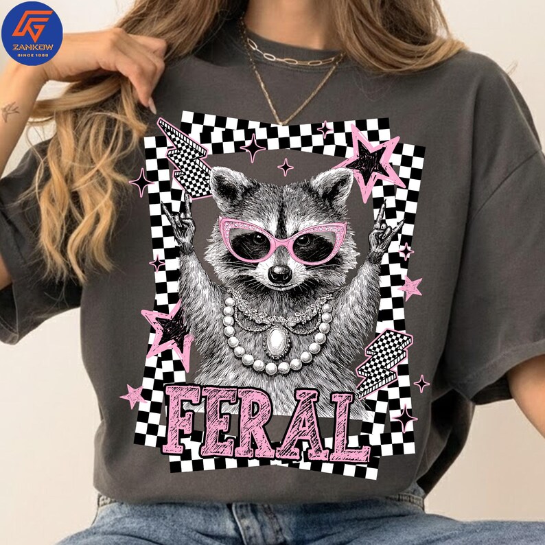 Checkered Feral Raccoon PNG, Funny Animal Shirt Design, Summer Vibes ...