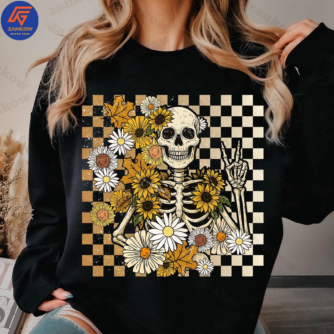 Retro Fall Skeleton Png, Creepy Skeleton Skull PNG, Autumn Skull ...