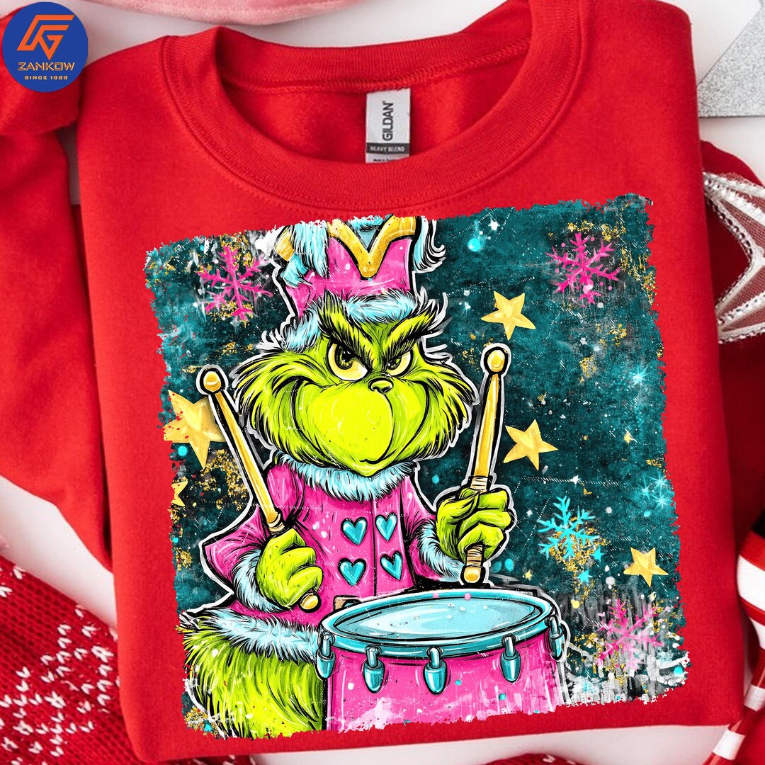 Vintage Christmas PNG, Green Monster Christmas Preppy Glitter PNG ...