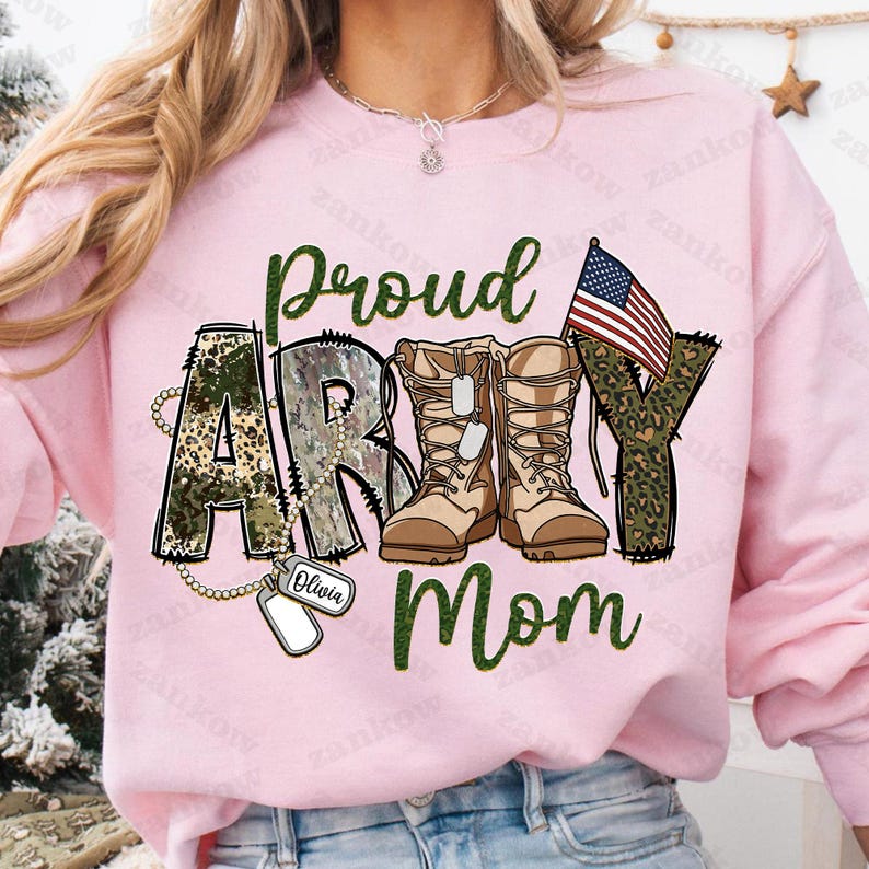 Custom Proud Army Mom Png, Military Mom Png, Army Family Png, Veterans ...