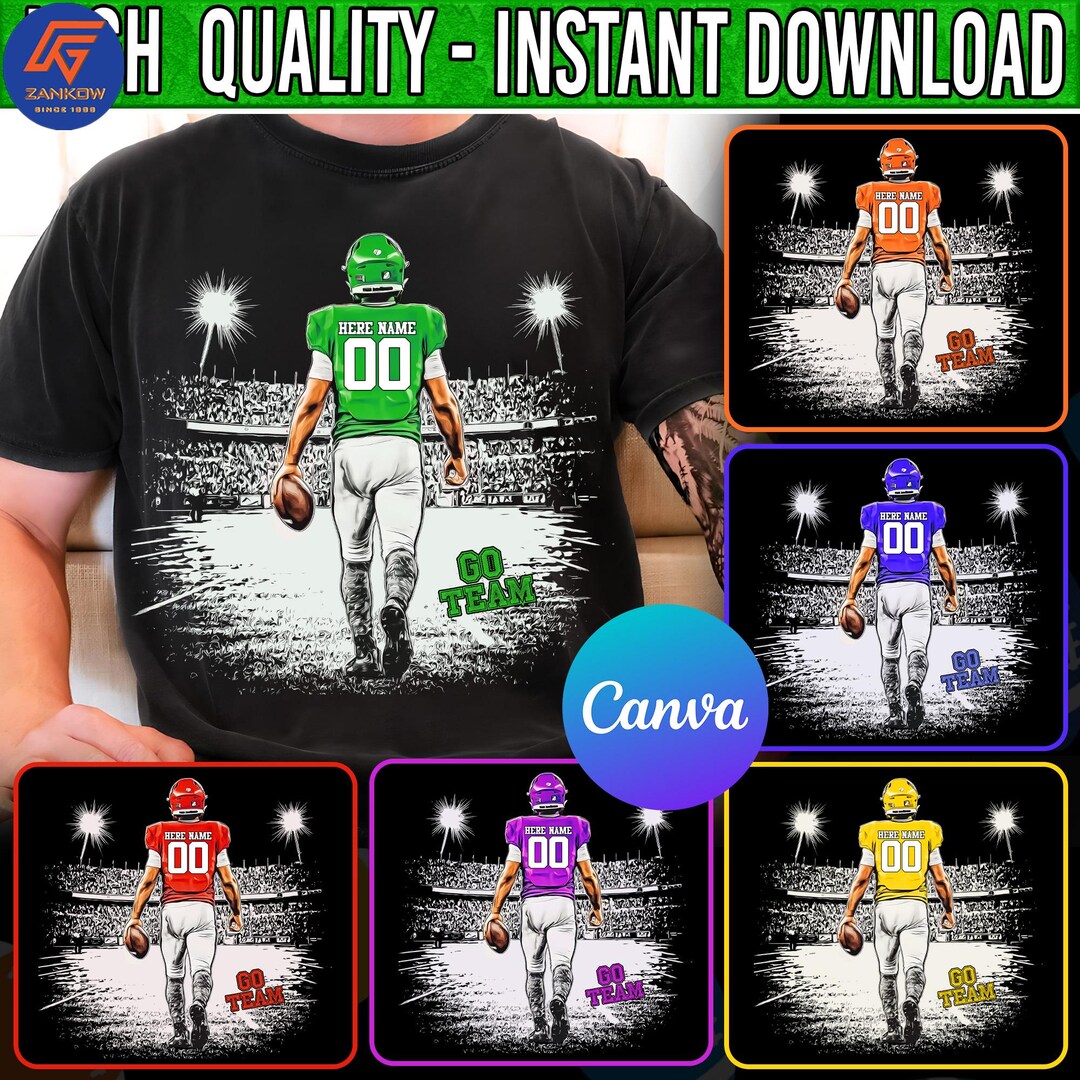 Editable Football Mascot Canva Template Bundle, Custom High School ...