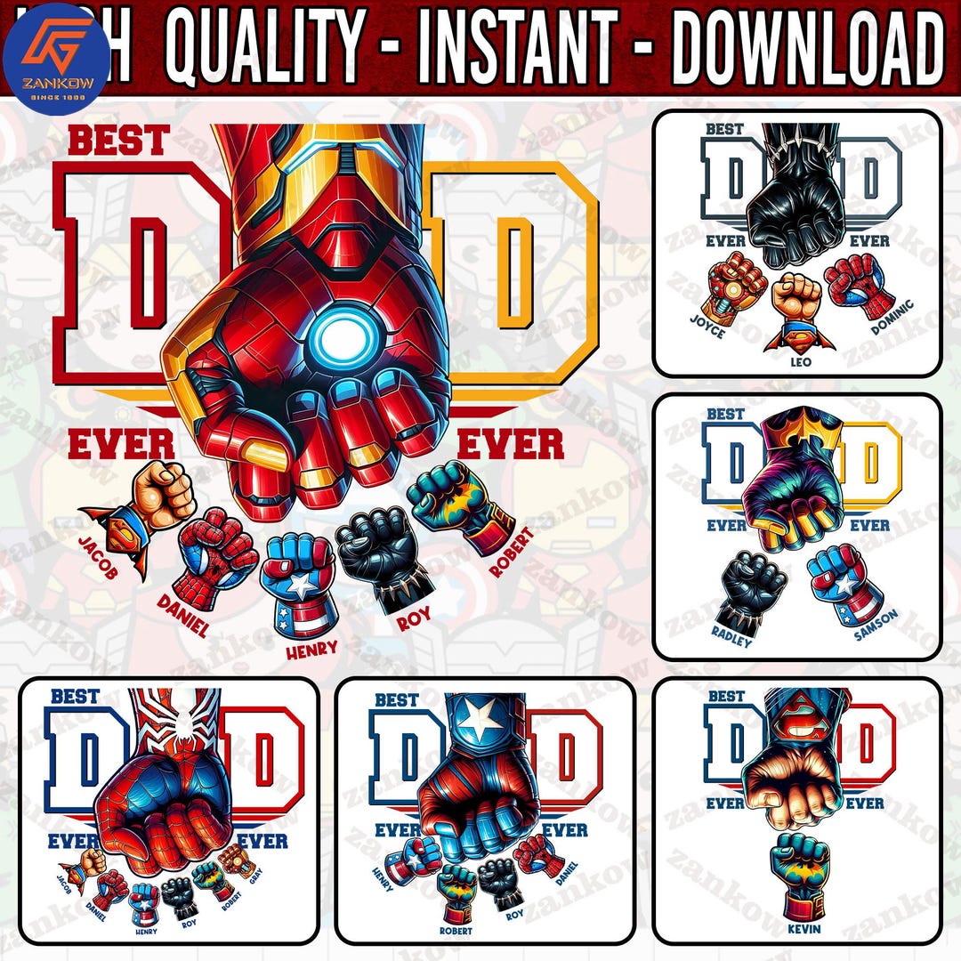 Custom Best Dad Ever Png, Fist Bump Set Superhero Png, Custom Superhero ...