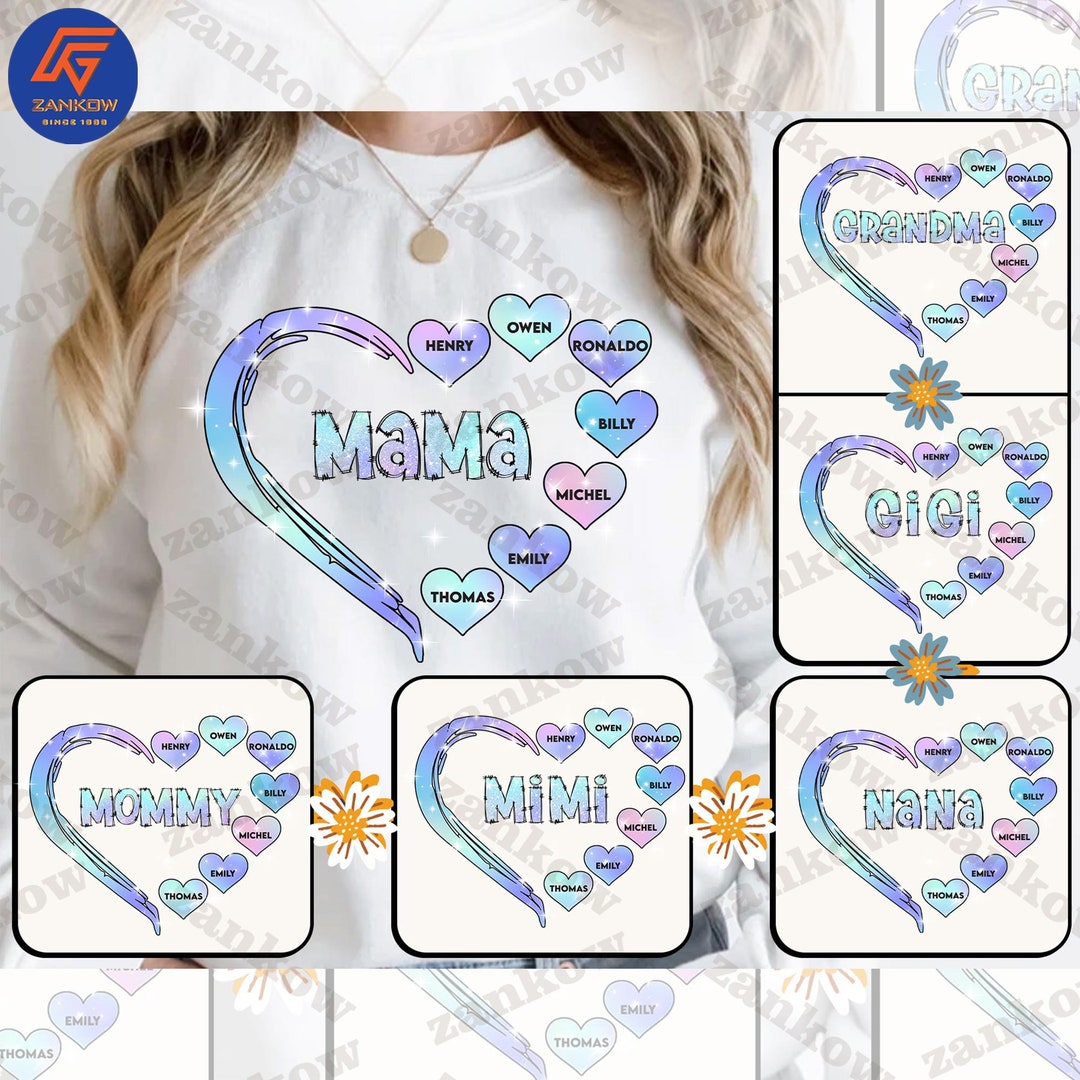 CUSTOM Kids Names With Hearts PNG, Heart With Grandchildren's Names ...
