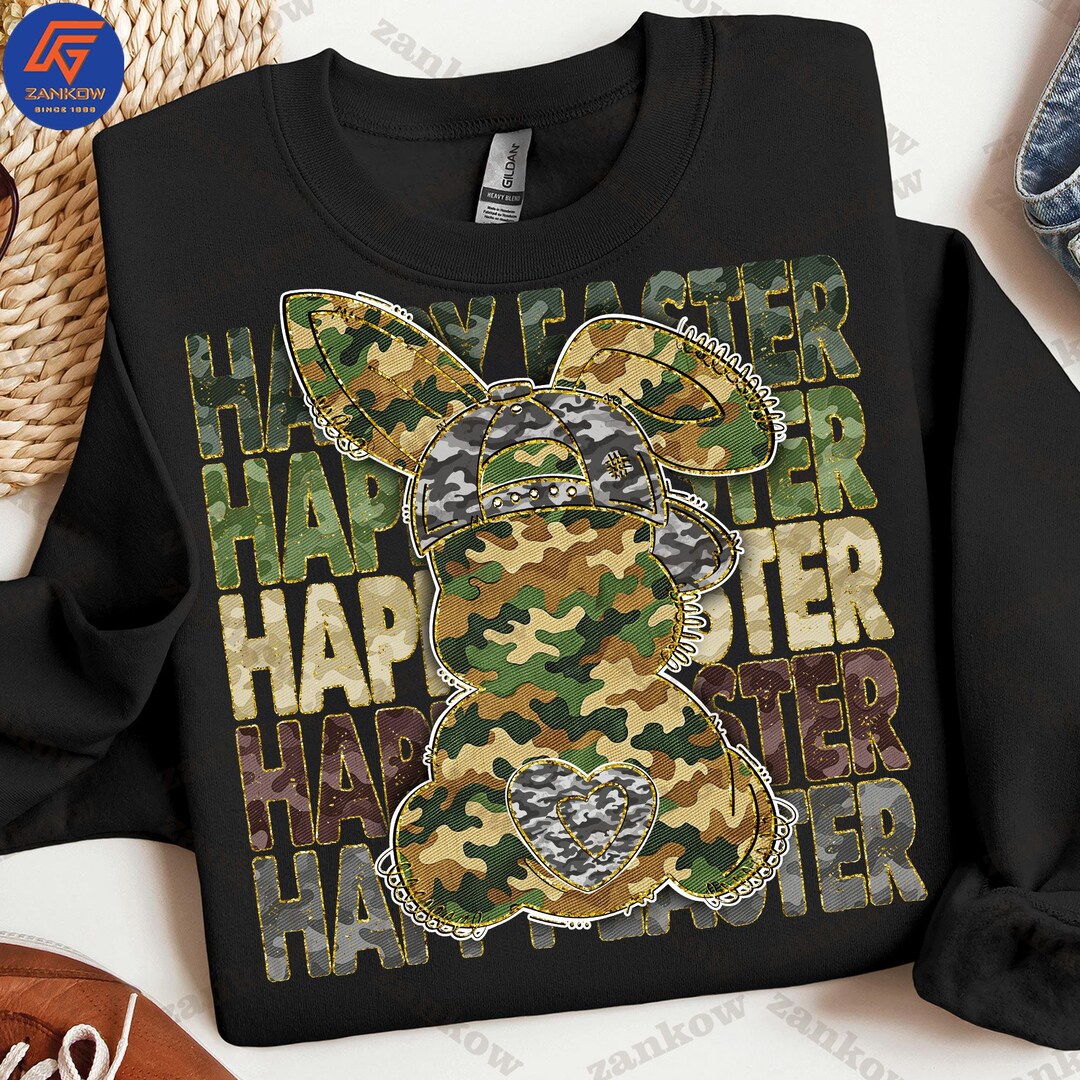 Retro Camouflage Easter Png, Happy Easter Png, Boy Easter Bunny Png ...