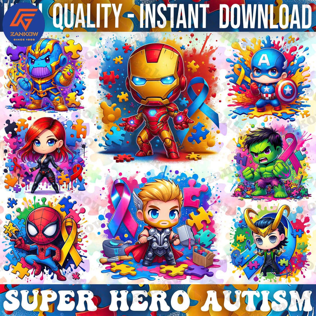 8 Autism Superhero Png Bundle, Autism Awareness Png, Awareness Png, Be ...