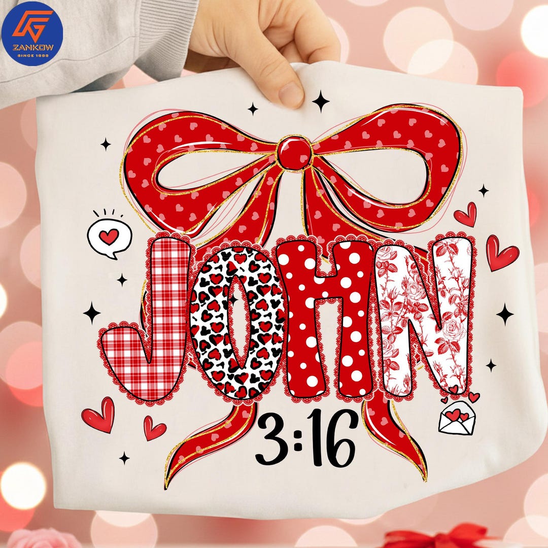 Preppy Christian Valentine PNG, John 3:16 Bible Verse Design, Loved ...