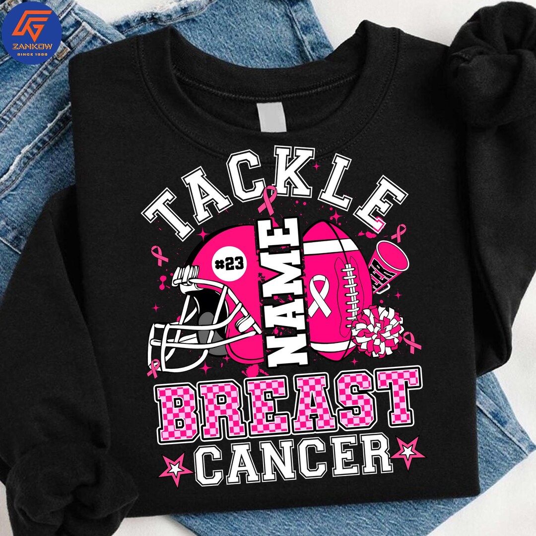 Pink Tackle Cancer Football PNG, Preppy Breast Cancer Awareness Design ...