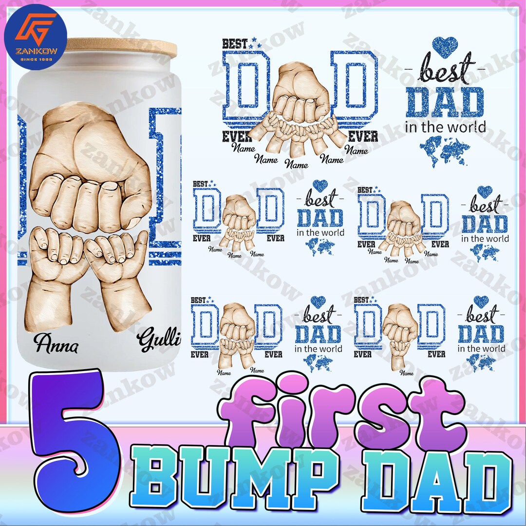 5 First Bump Dad Glass Bundle, Fist Bump Set 16oz, Baby Papa Fist Bump ...