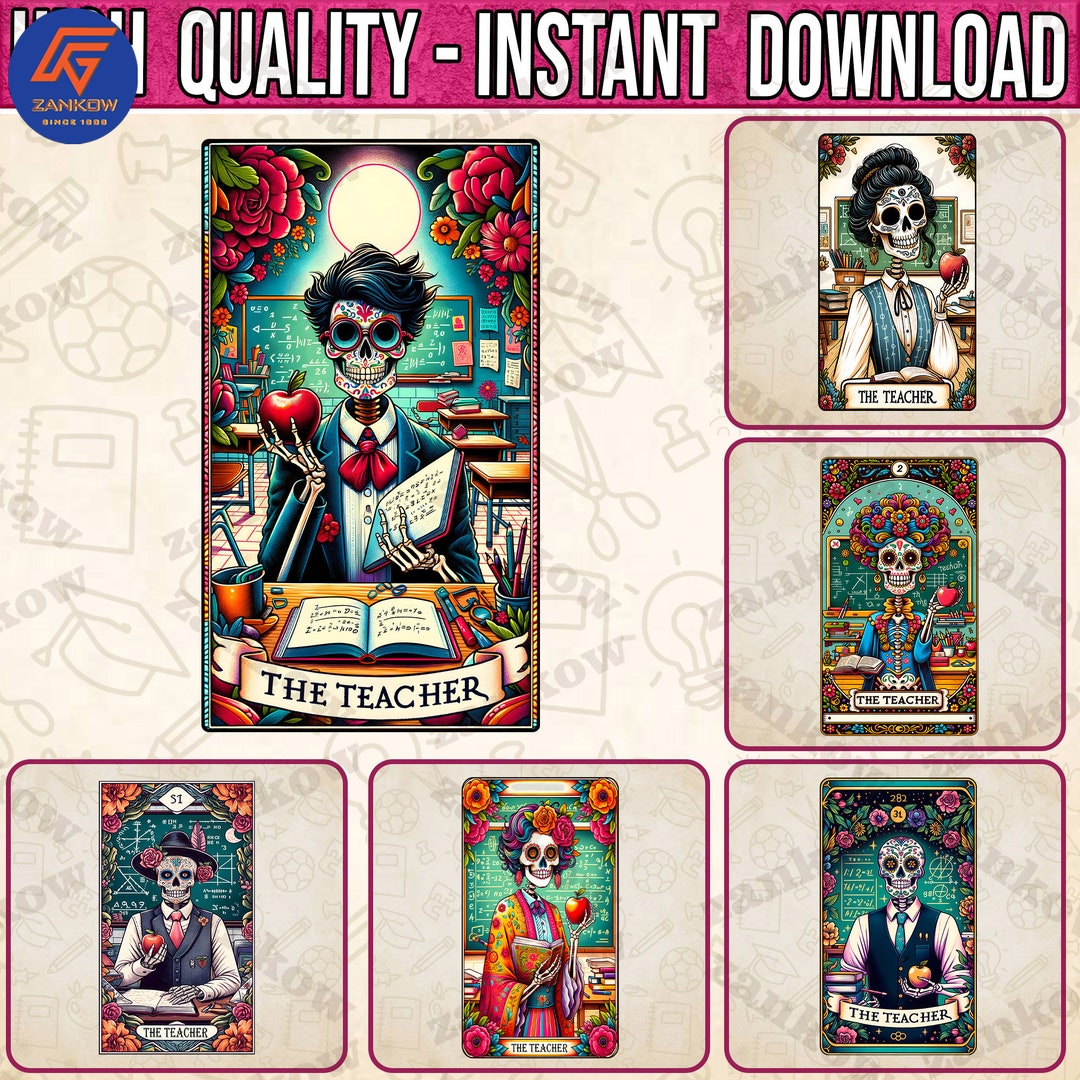 Teacher Tarot Card Png Bundle, Teacher Vibes Png, Back to School Png ...