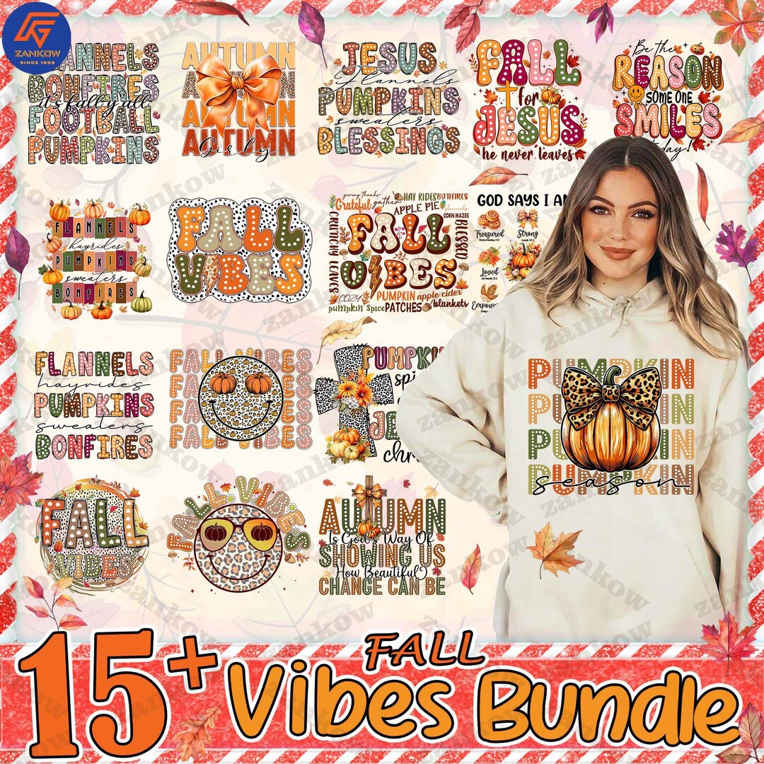 15+ Retro Fall Vibes Png Bundle, Pumpkin Season Png, Fall Coquette Bow ...