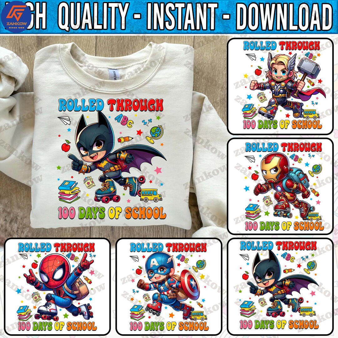 Bundle Superhero 100 Days of School Png, I Crushed 100 Days of School ...
