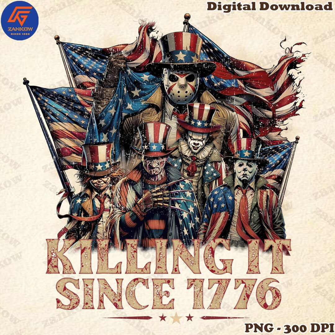 Retro America Killing It Since 1776 Png, Horror Movie 4th of July Png ...
