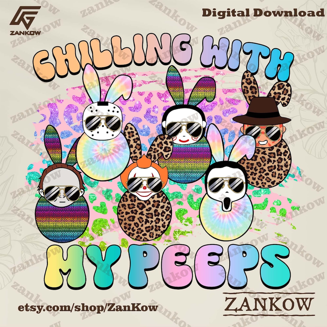 Chilling With My Peeps Png, Cartoon Easter Horror Killer PNG, Funny ...