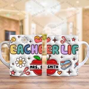 3D Inflated Back to School Mug 11oz Design, Custom Teacher Life Mug ...