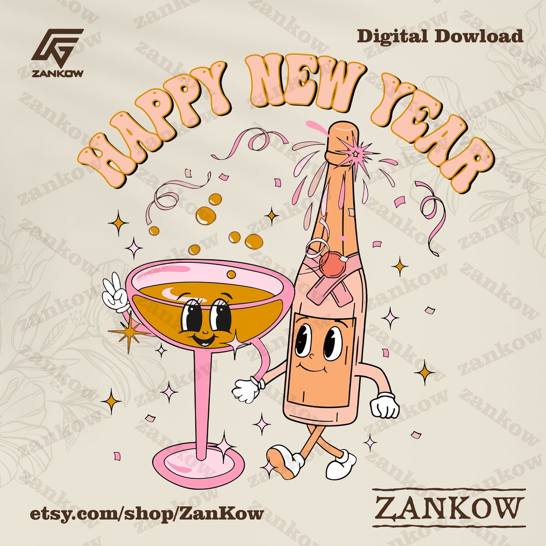 Happy New Year 2024 Png Cartoon New Year 2024 Png New Year - Etsy