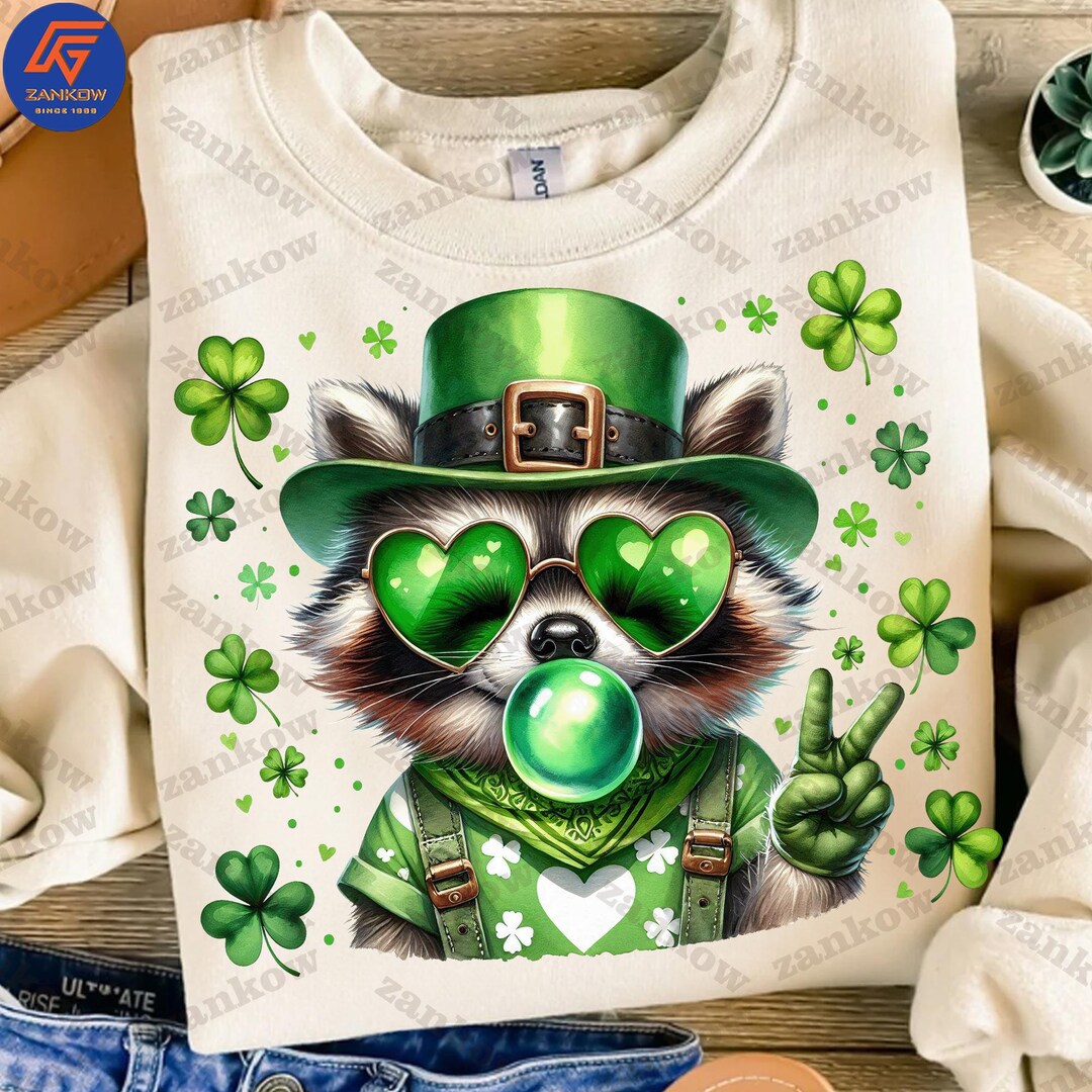 Funny Raccoon St. Patrick's Day Png, Retro St Patricks Day PNG ...
