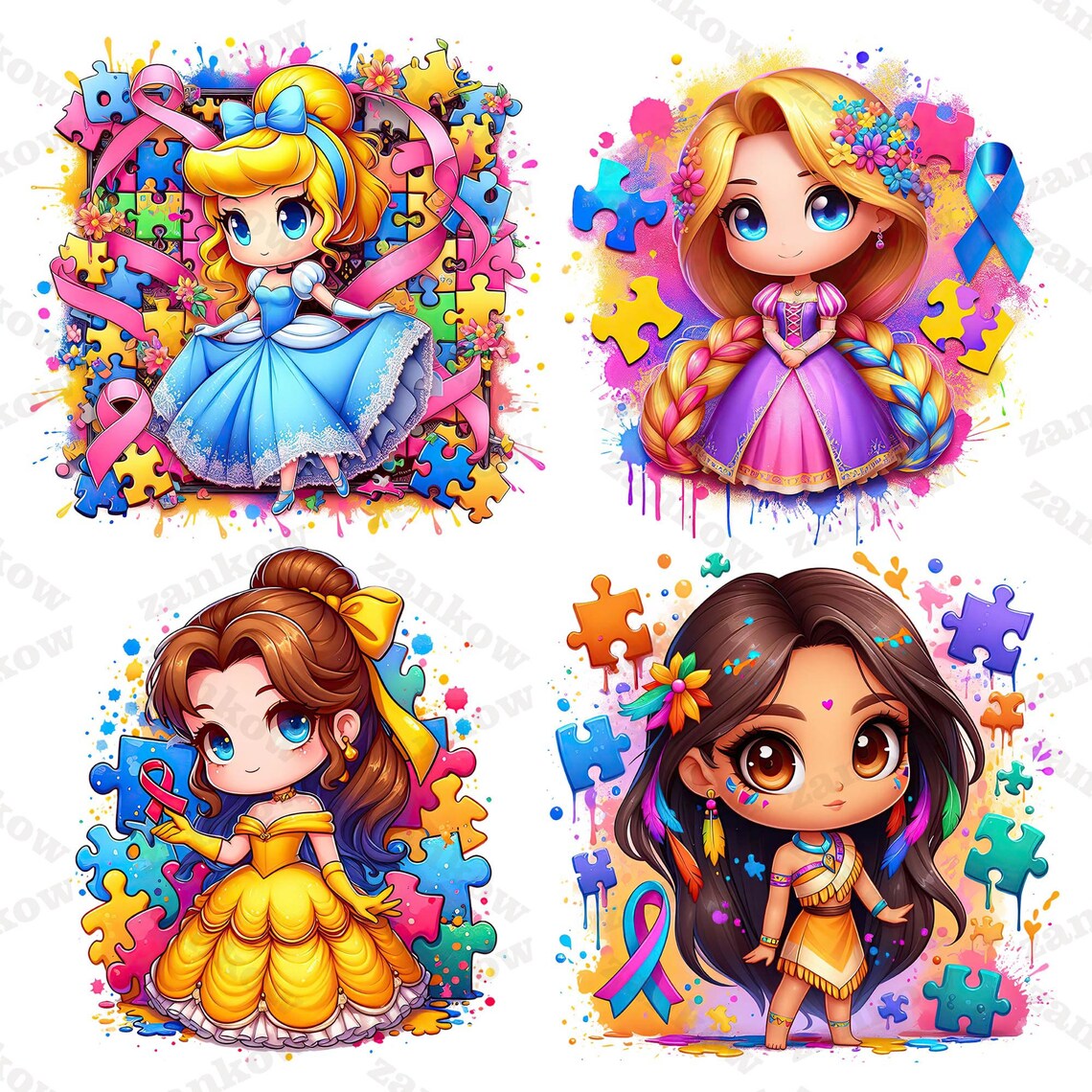 8 Autism Princess Png Bundle, Autism Awareness Png, Awareness Png, Be ...
