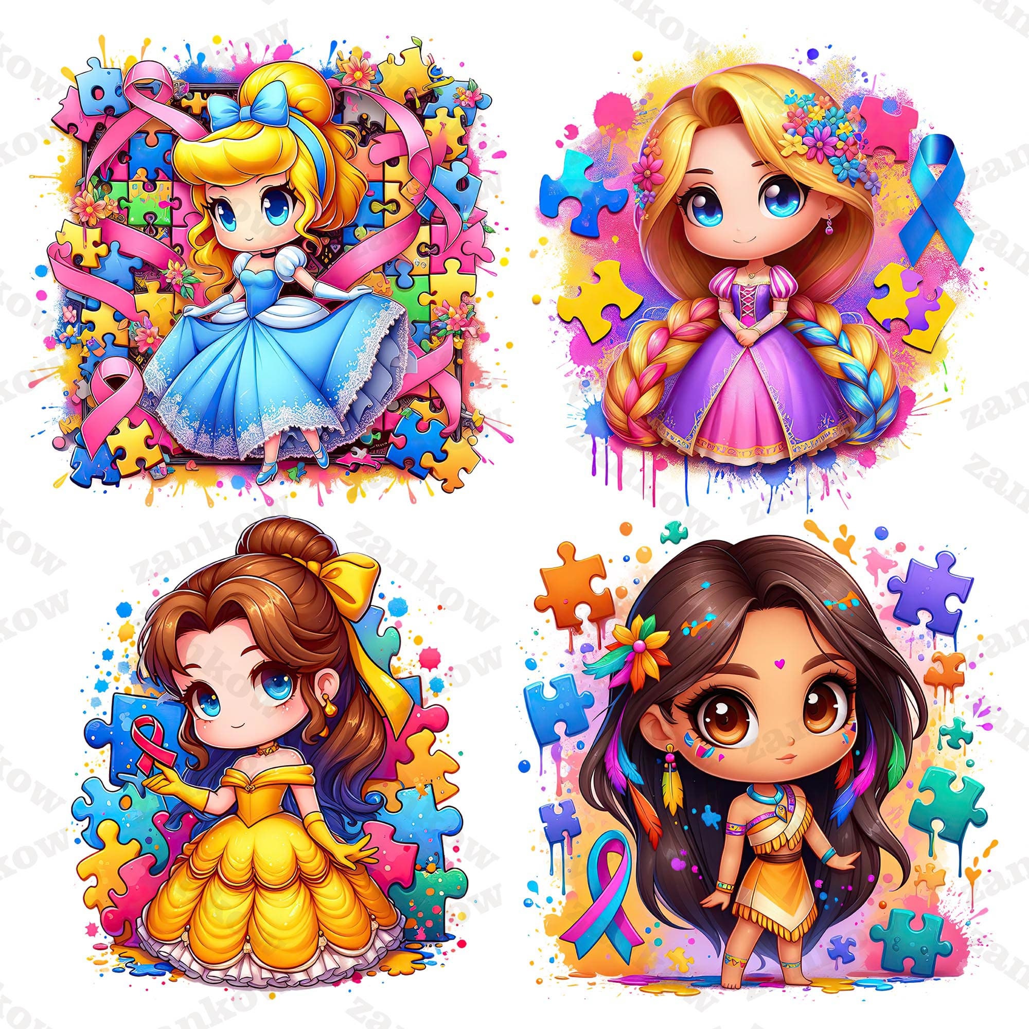 8 Autism Princess Png Bundle, Autism Awareness Png, Awareness Png, Be ...