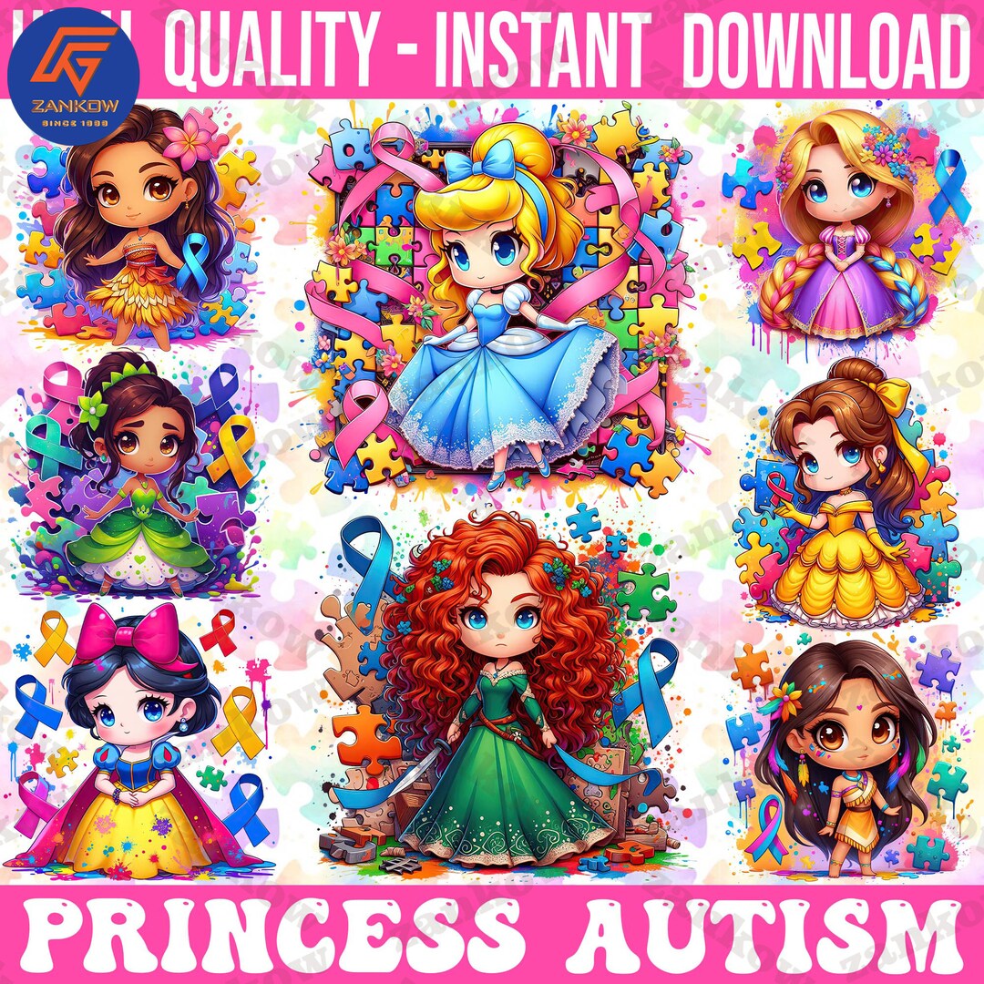 8 Autism Princess Png Bundle, Autism Awareness Png, Awareness Png, Be ...