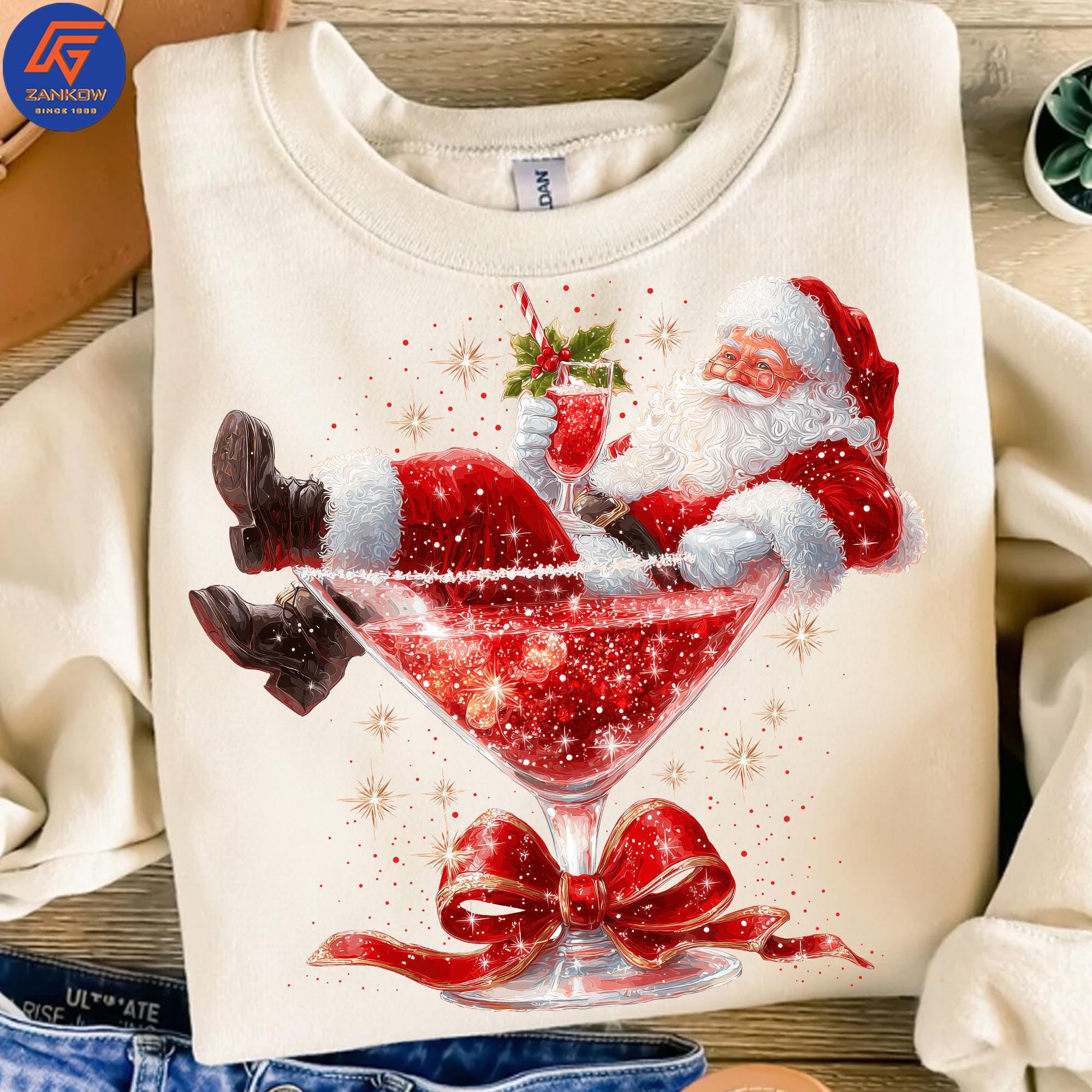Santa’s Hot Mess Png, Retro Santa Martini PNG, Glitter Coquette ...