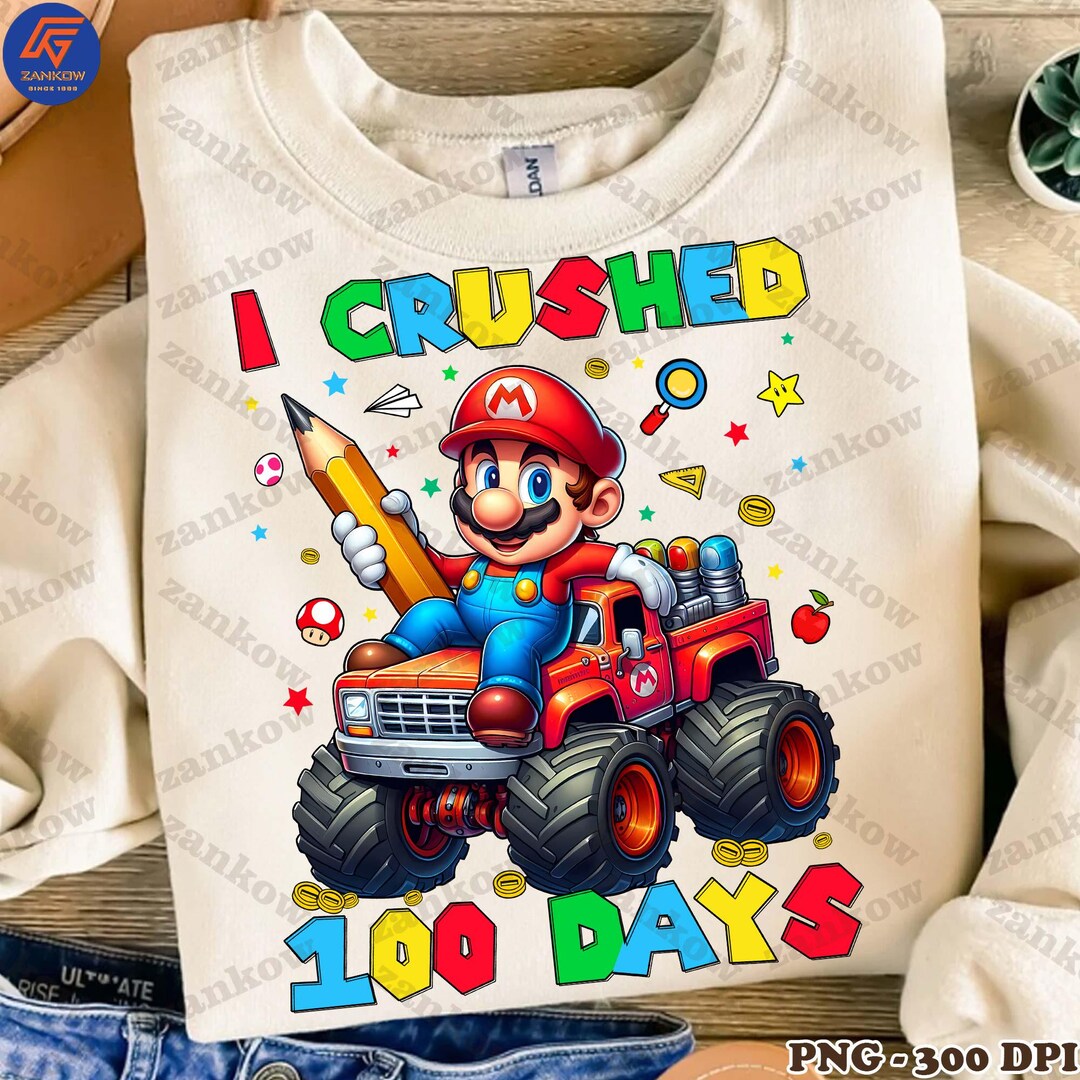 I Crushed 100 Days of School Png, Super Cartoon Character Png, 100 Days ...