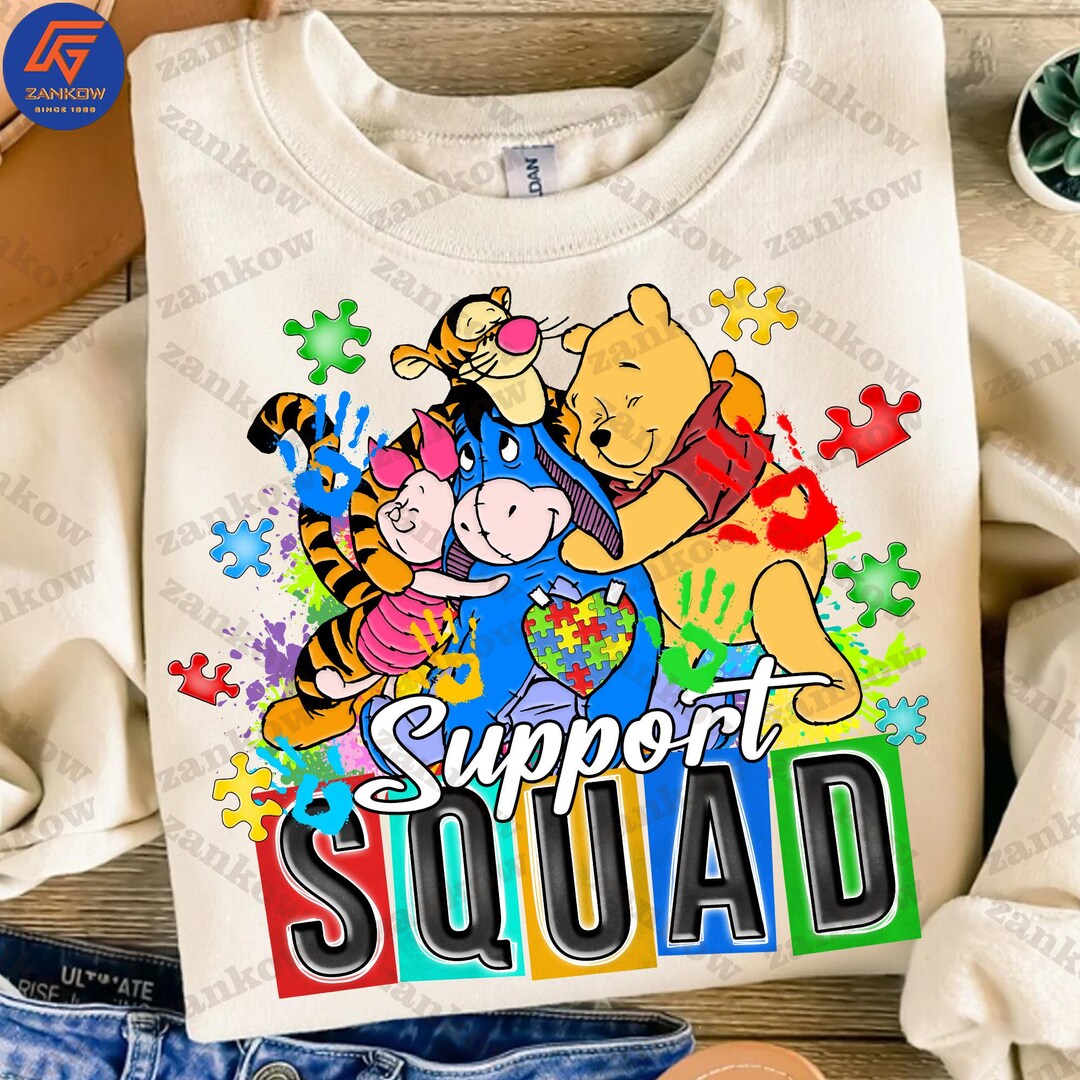 Autism Support Squad Cartoon Png, I Wear Blue for Autism Awareness Png ...