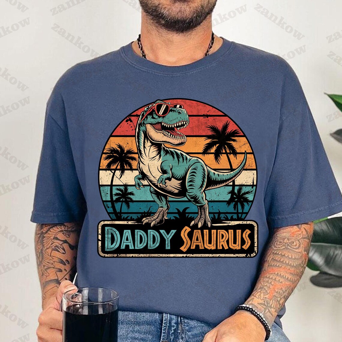 Retro Daddysaurus Png, Papa Saurus T-rex Dinosaur Png, Dinosaur Lover ...