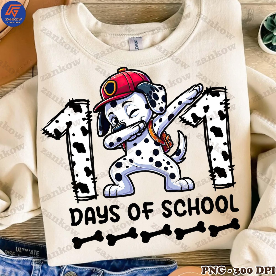 Funny 101 Days Smarter Png, 101 Days of School PNG, Dabbing Dalmatian ...