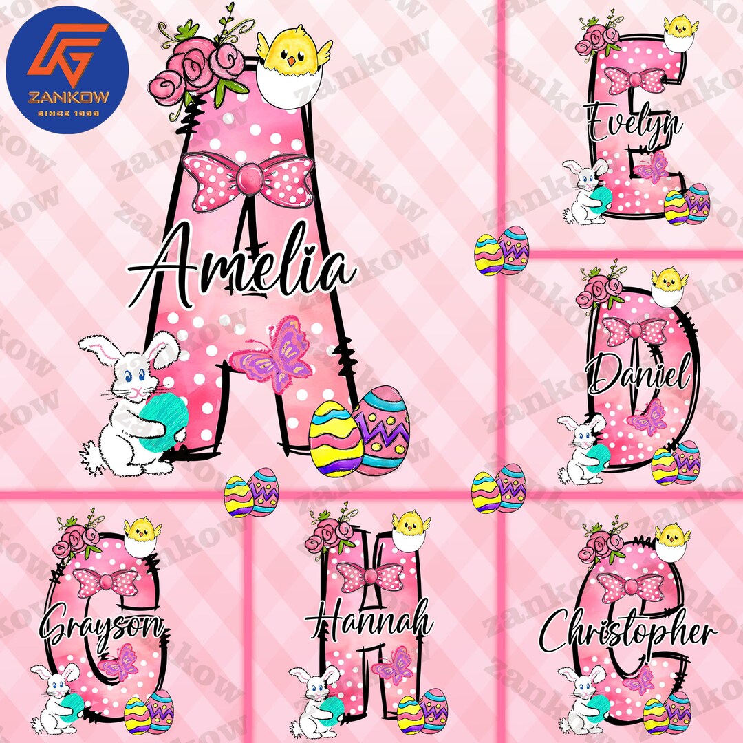 Custom Alphabet Easter Bunny Doodle Letter Bundle Png, Add Your Own ...
