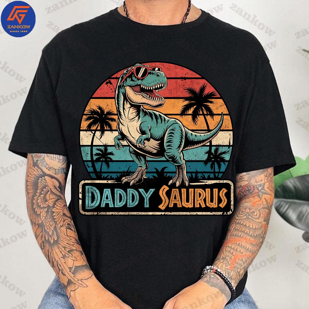 Retro Daddysaurus Png, Papa Saurus T-rex Dinosaur Png, Dinosaur Lover ...
