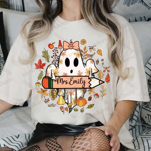 Custom Fall Teacher Pencil Png, Teacher Halloween Ghost Png, Back to ...