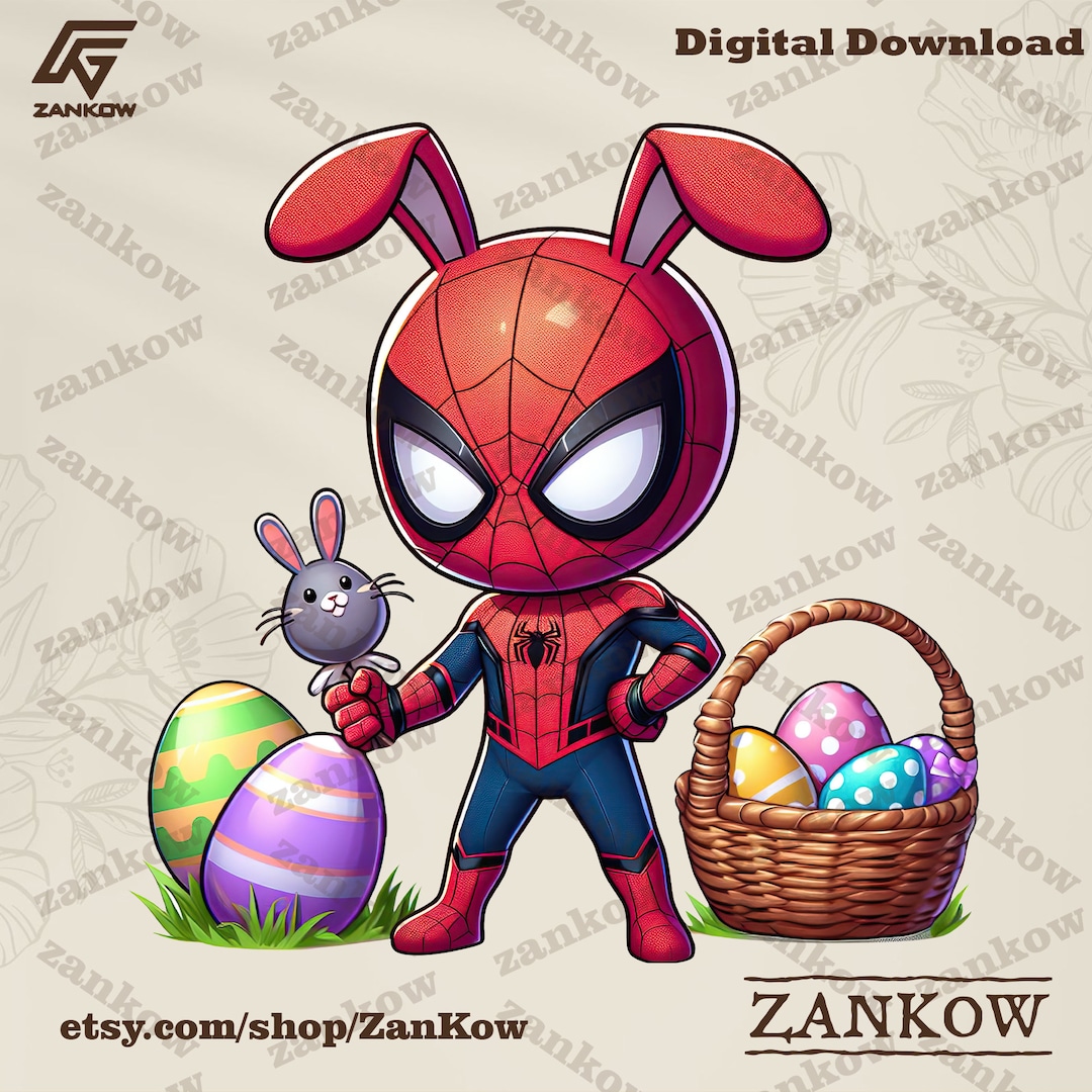 Chibi Superhero Easter Cartoon Png, Cartoon Easter Png, Happy Easter ...