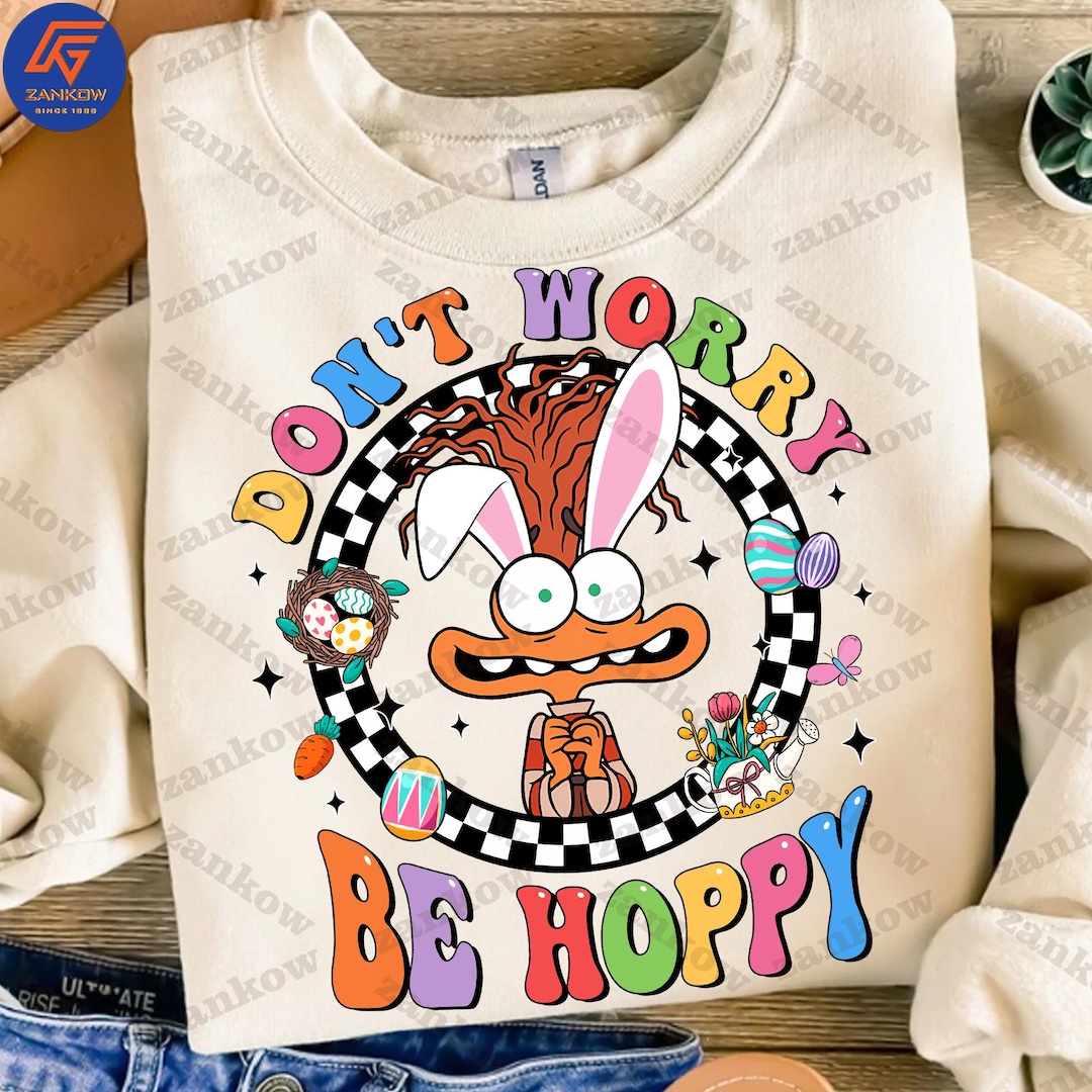 Don’t Worry Be Hoppy Cartoon Easter Png, Emotions Easter Cartoon Png ...