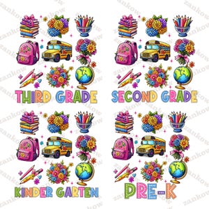 Retro Back to School Png, School Grade Png Bundle, Kindergarten Teacher ...