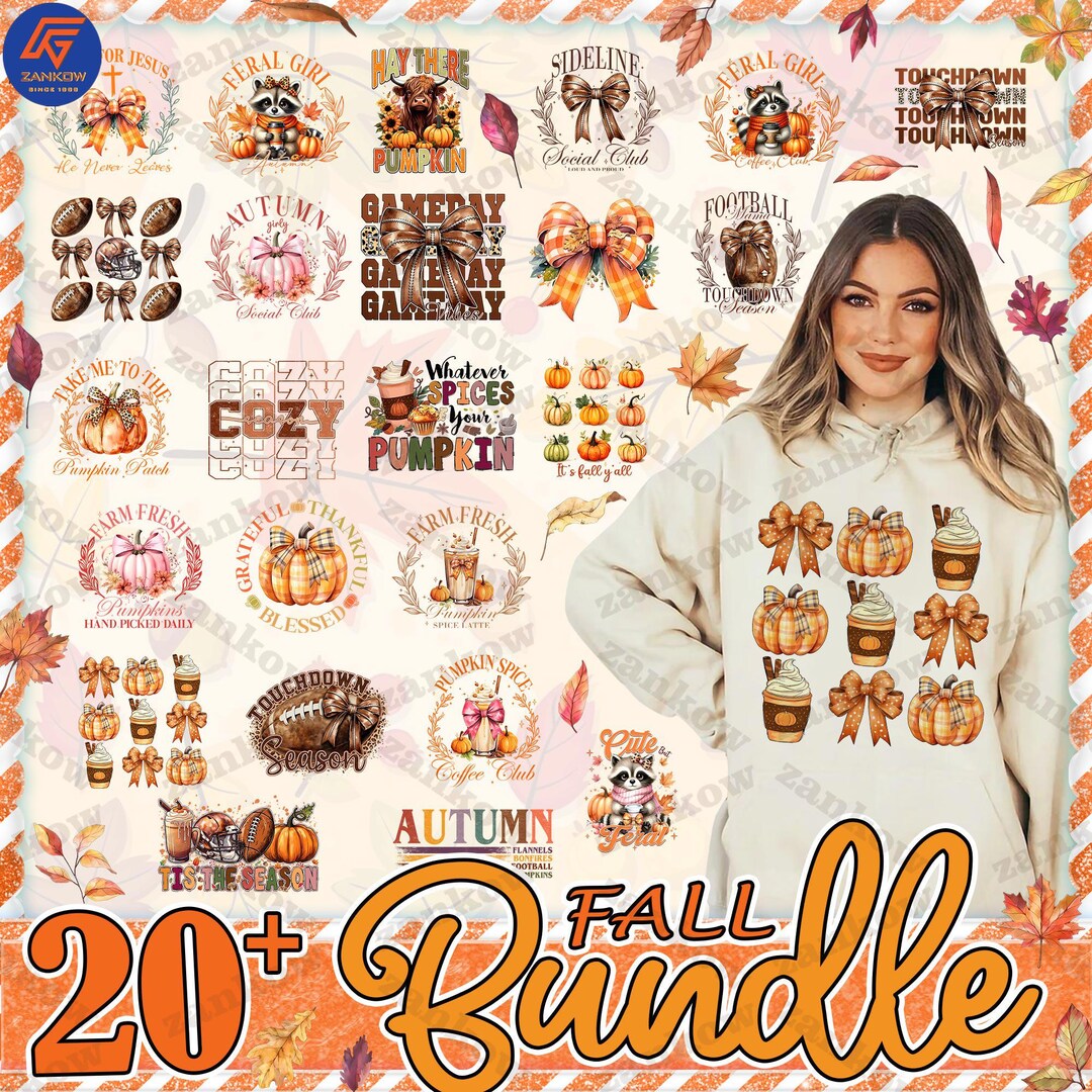 Retro Fall Coquette Bow Png Bundle, Pumpkin Season Png, Fall Vibes Png ...